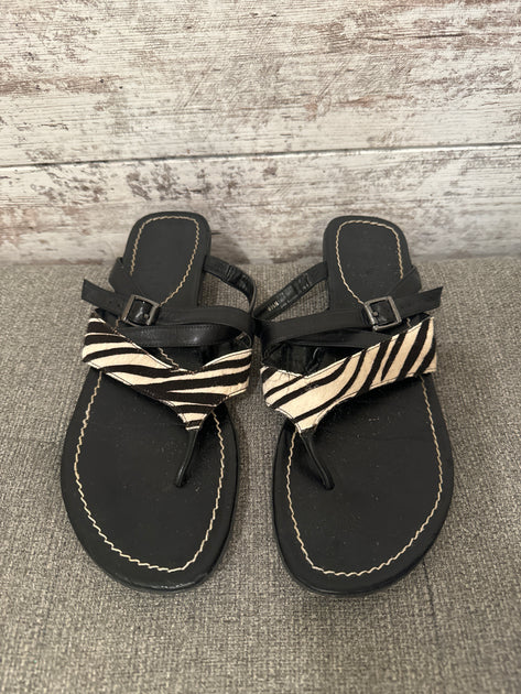 BLACK/WHITE ZEBRA SANDALS – Savvy Seconds Boutique