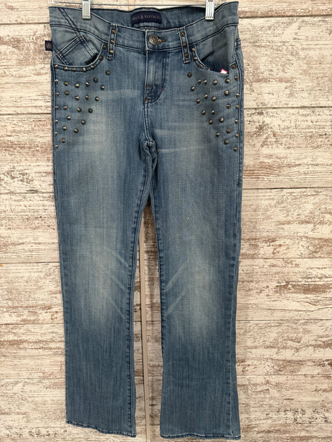 BLUE DENIM JEANS W/SPIKES – Savvy Seconds Boutique