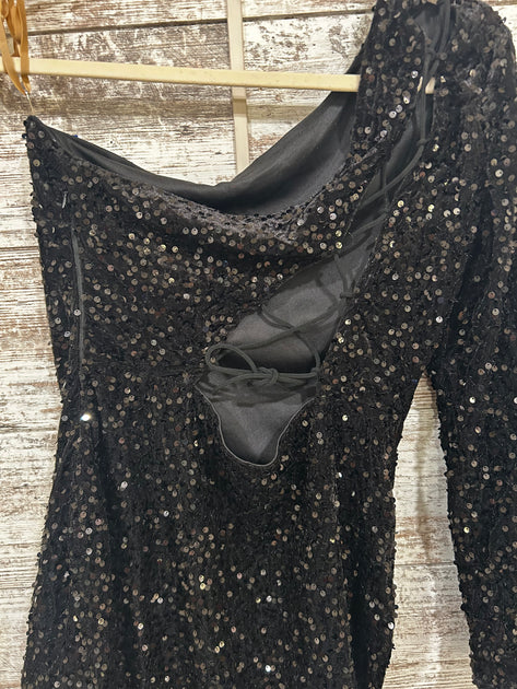 BLACK SPARKLY SHORT DRESS – Savvy Seconds Boutique