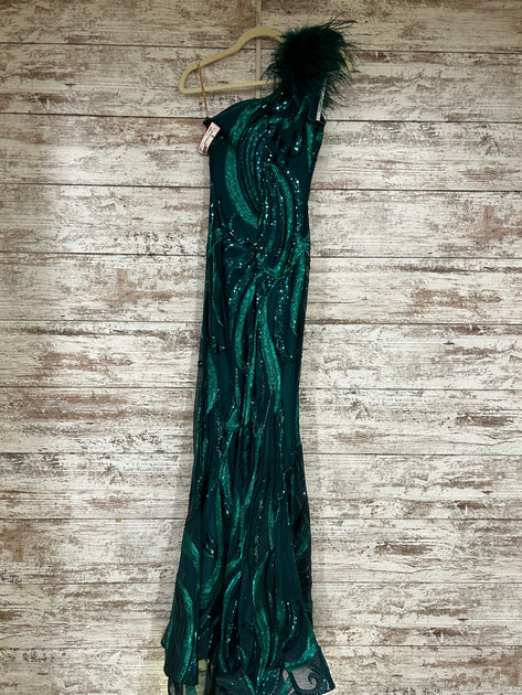 GREEN SPARKLY LONG DRESS – Savvy Seconds Boutique