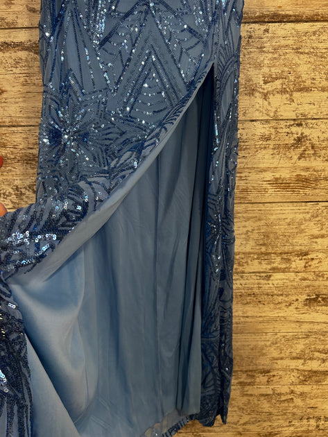 BLUE SPARKLY LONG EVENING GOWN – Savvy Seconds Boutique