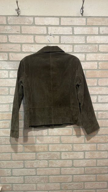 GREEN SUEDE LEATHER JACKET$149 – Savvy Seconds Boutique