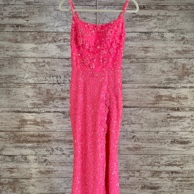 PINK SPARKLY LONG EVENING GOWN – Savvy Seconds Boutique
