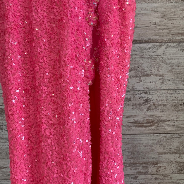 PINK SPARKLY LONG EVENING GOWN – Savvy Seconds Boutique