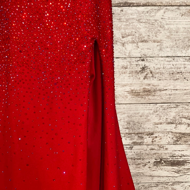 RED SPARKLY LONG EVENING GOWN – Savvy Seconds Boutique