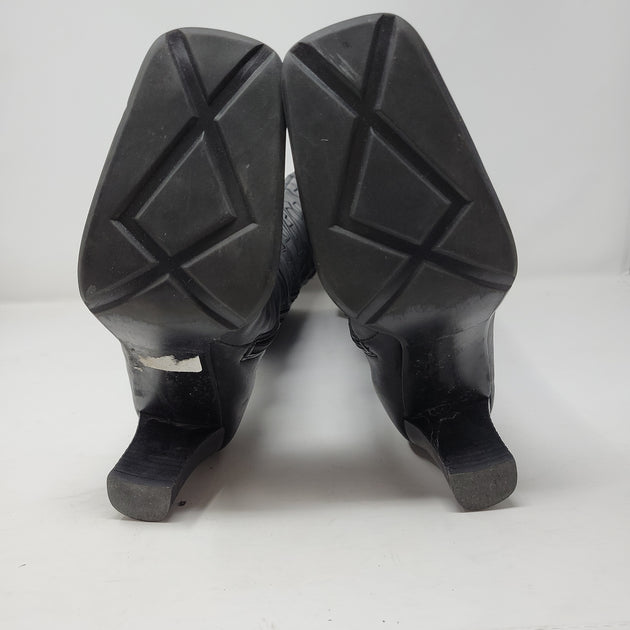 BLACK TALL LEATHER BOOTS – Savvy Seconds Boutique