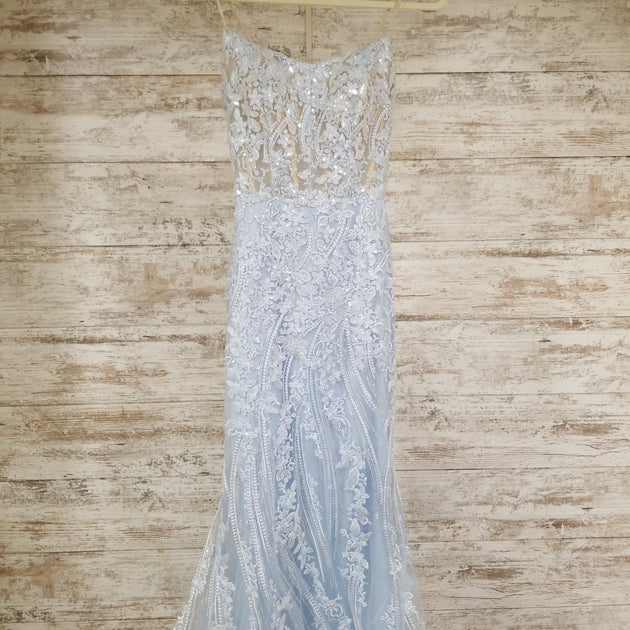 BLUE SPARKLY LONG MERMAID GOWN – Savvy Seconds Boutique