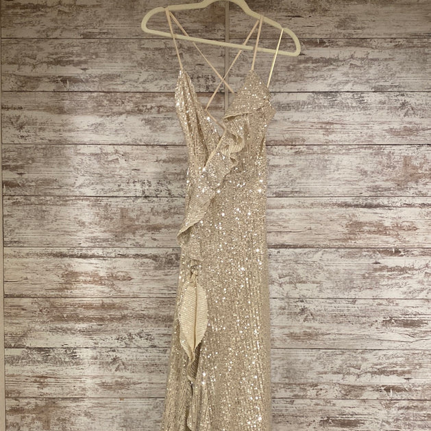 GOLD SPARKLY LONG EVENING GOWN – Savvy Seconds Boutique