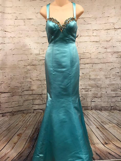 TURQUOISE LONG EVENING GOWN – Savvy Seconds Boutique