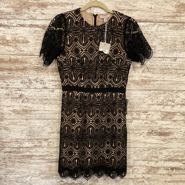 BLACK/TAN LACE SHORT DRESS-NEW – Savvy Seconds Boutique