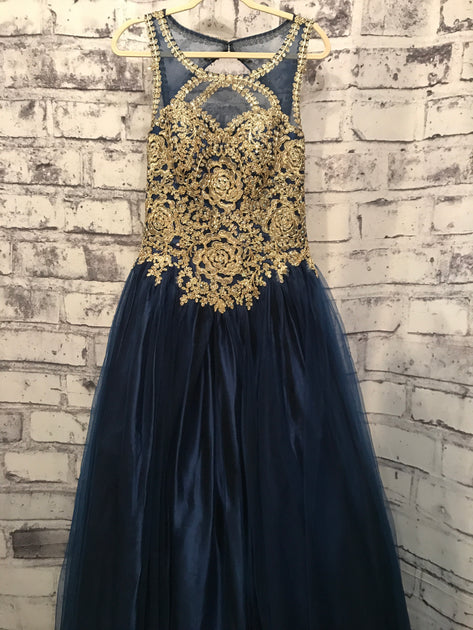 NAVY/GOLD PRINCESS GOWN – Savvy Seconds Boutique